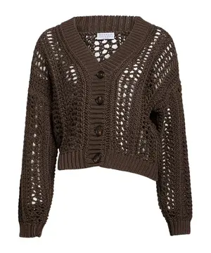 Brunello Cucinelli Solidcolor Thick Knit Cardigan - Brown