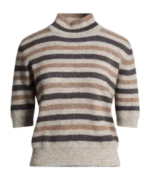 Brunello Cucinelli Knitted Short-sleeved High Neck - Grey