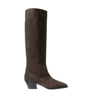 AeydĒ Solid Color Suede Knee Boots - Black