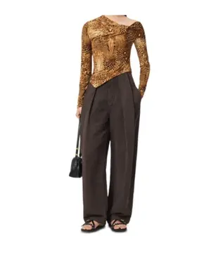 ALLSAINTS Long-sleeved One-shoulder Top With Animal Print