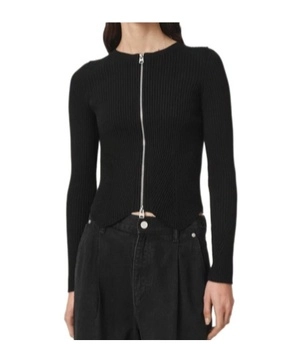 ALLSAINTS Ribbed Corset-inspired Zip Knitwear - Black
