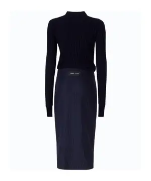 Pinko Ribbed-knit Pinstripe-pattern Dress