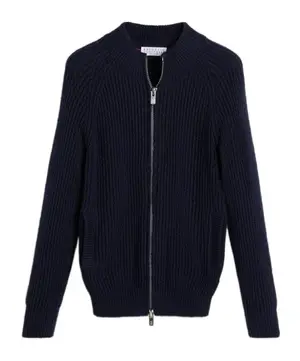 Brunello Cucinelli Zip-up Cardigan - Navy Blue