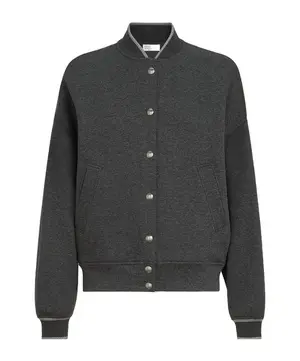Brunello Cucinelli Techno Cotton And Cashmere Interlock Bomber Jacket - Anthracite
