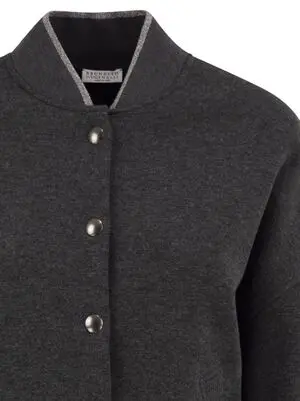 Brunello Cucinelli Techno Cotton And Cashmere Interlock Bomber Jacket - Anthracite
