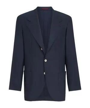 Brunello Cucinelli Cashmere Batavia Deconstructed Blazer With Patch Pockets - Blue