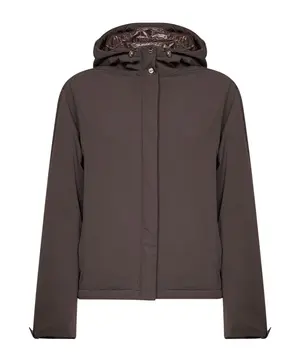 Herno Drawstring Hooded Casual Jacket - Brown