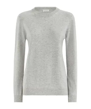 Brunello Cucinelli Cashmere Sweater With Monili - Pebble
