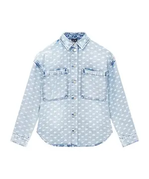 Armani Exchange Logo-print Denim Shirt - Blue
