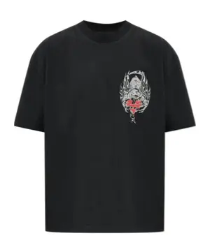 ALLSAINTS Skull Heart Graphic Short Sleeve T-shirt - Washed Black