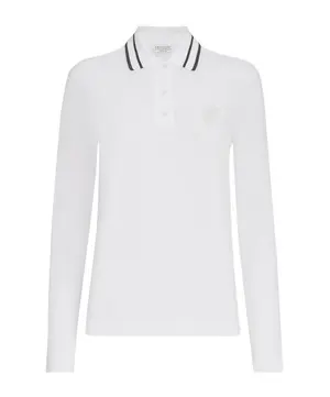 Brunello Cucinelli Stretch-cotton Piqué Polo Shirt With Logo - White