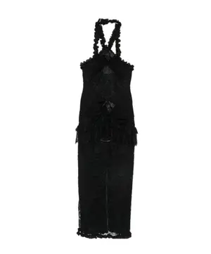 Alessandra Rich Chantilly Lace Evening Dress - Black