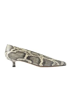 AeydĒ Snake-print Pointed-toe Kitten Heel Pumps
