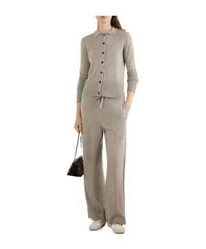 Le Kasha Ribbed Organic Cashmere Wide-leg Pants