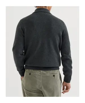Brunello Cucinelli Cashmere Shirt-style Cardigan With Chest Pockets - Stone Gray