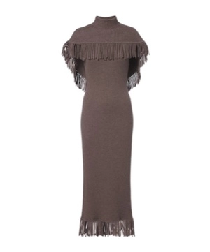 Simkhai Jordan Caped Wool And Cashmere Maxi Dress - Brown