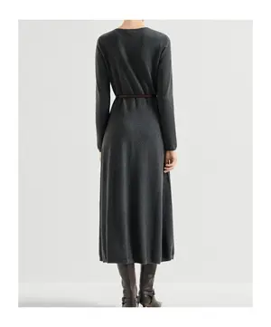 Brunello Cucinelli Cashmere Knit Dress With Belt And Monili
