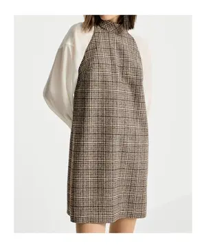 Brunello Cucinelli Checked Alpaca And Wool Dress With Monili