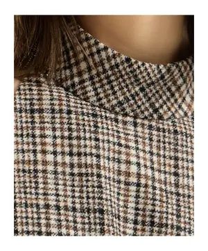 Brunello Cucinelli Checked Alpaca And Wool Dress With Monili