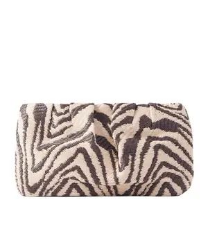 LOEFFLER RANDALL Zebra-jacquard Woven Clutch - Nude