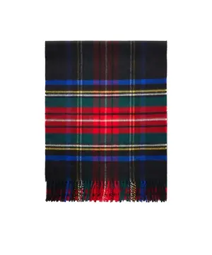 Johnstons Of Elgin Fringed Checked Wool Scarf - Black