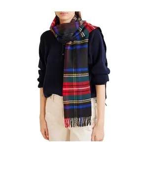 Johnstons Of Elgin Fringed Checked Wool Scarf