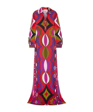Emilio Pucci Printed Satin Maxi Dress - Red