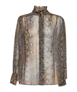 ERMANNO FIRENZE Snake-print Ruffled Shirt