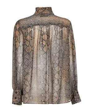 ERMANNO FIRENZE Snake-print Ruffled Shirt