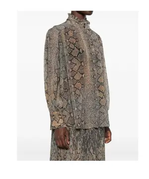 ERMANNO FIRENZE Snake-print Ruffled Shirt