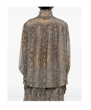 ERMANNO FIRENZE Snake-print Ruffled Shirt