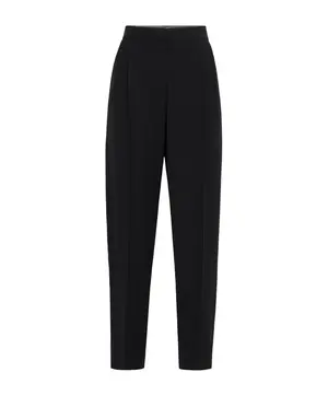 Brunello Cucinelli Viscose And Virgin-wool Tuxedo Trousers - Black