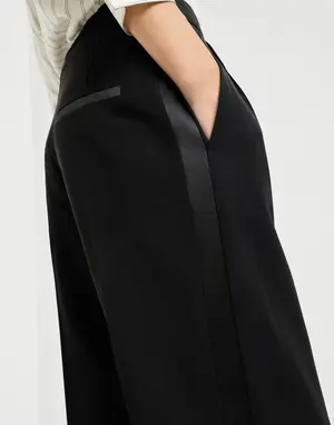 Brunello Cucinelli Viscose And Virgin-wool Tuxedo Trousers