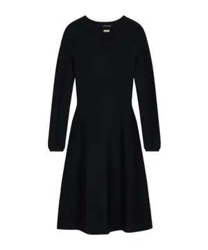 Armani Exchange Long-sleeved, Mid-length, Round-neck Dress - Black