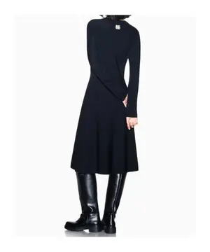 Armani Exchange Long-sleeved, Mid-length, Round-neck Dress