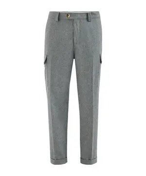 Brunello Cucinelli Virgin Wool Flannel Trousers With Cargo Pockets - Medium Gray