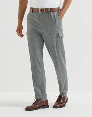Brunello Cucinelli Virgin Wool Flannel Trousers With Cargo Pockets