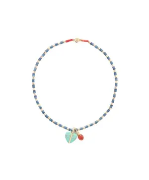 Assouline Gold-plated Beaded Necklace With Removable Turquoise And Carnelian Charms - No