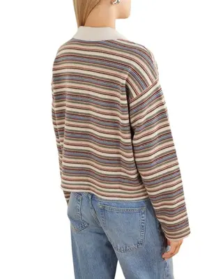 FRAME Striped Polo Knitted Top