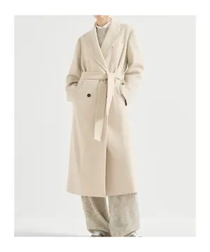 Brunello Cucinelli Lightweight Water-resistant Cashmere Belted Coat With Monili