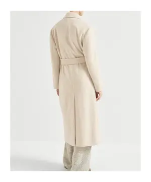 Brunello Cucinelli Lightweight Water-resistant Cashmere Belted Coat With Monili