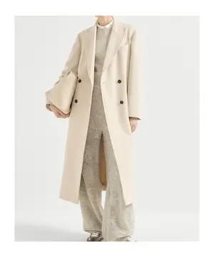 Brunello Cucinelli Lightweight Water-resistant Cashmere Belted Coat With Monili