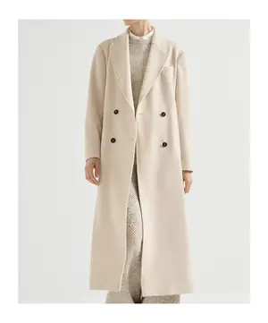 Brunello Cucinelli Lightweight Water-resistant Cashmere Belted Coat With Monili