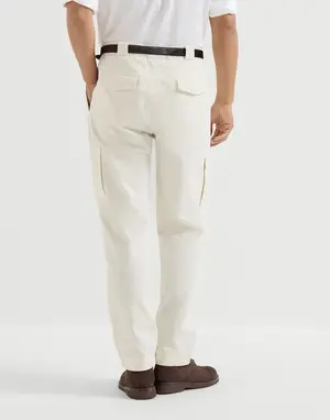 Brunello Cucinelli Peached Cotton Gabardine Trousers With Zipped Pocket