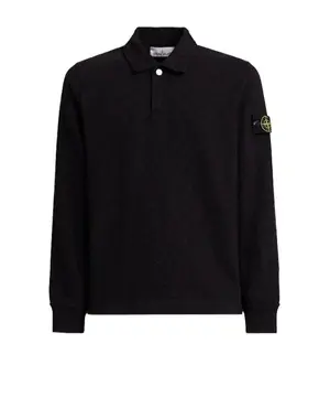 Stone Island Long-sleeve Polo Shirt With Ribbed Collar