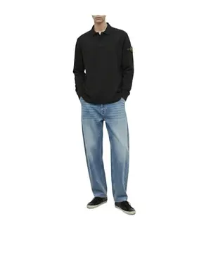 Stone Island Long-sleeve Polo Shirt With Ribbed Collar