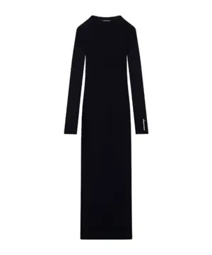 Armani Exchange Ribbed Long-sleeve Dress - Black
