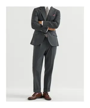 Brunello Cucinelli Virgin Wool Flannel Trousers With Pleat