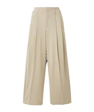 KALLMEYER Pleated Wool-blend Wide-leg Pants - Nude