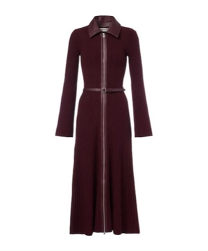 Simkhai Ismelle Belted Ribbed-knit Shirt Dress - Wine Red